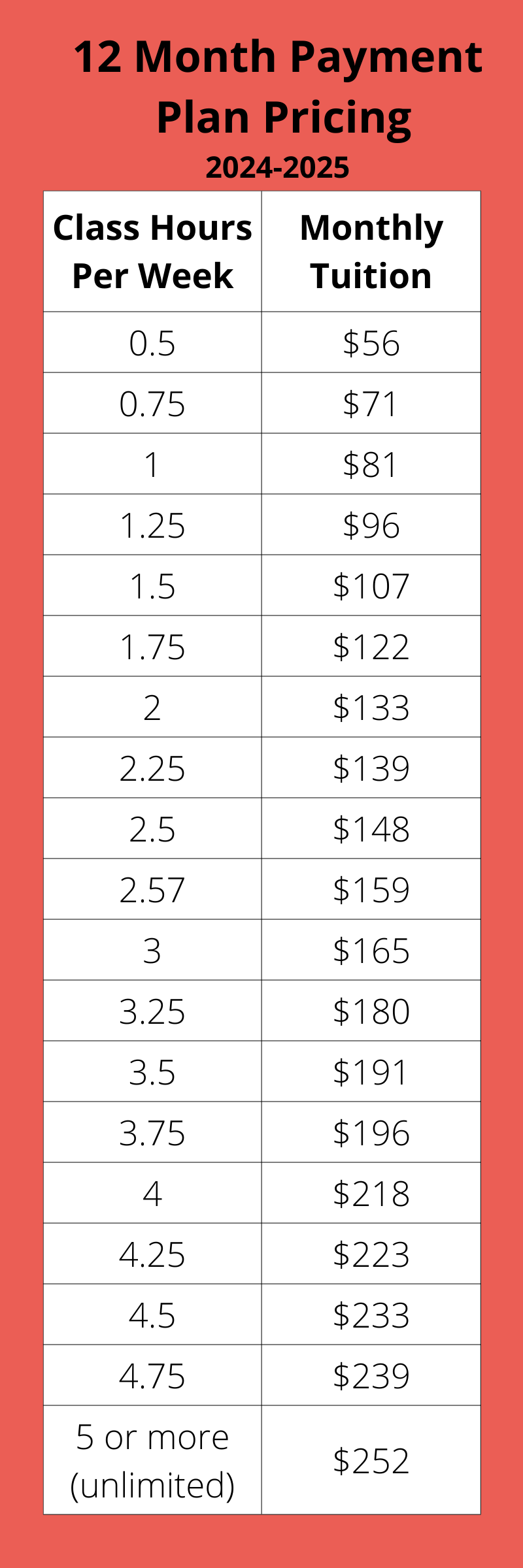 Class Schedule - Motion Studio